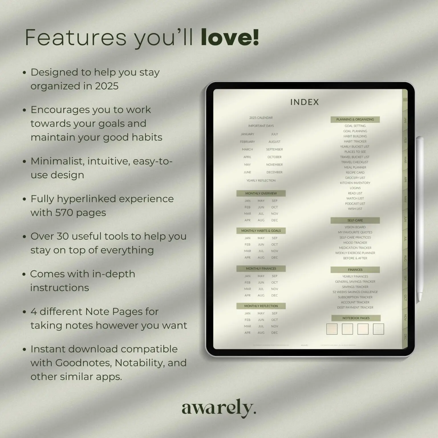 Simple 2025 Digital Planner for Your iPad